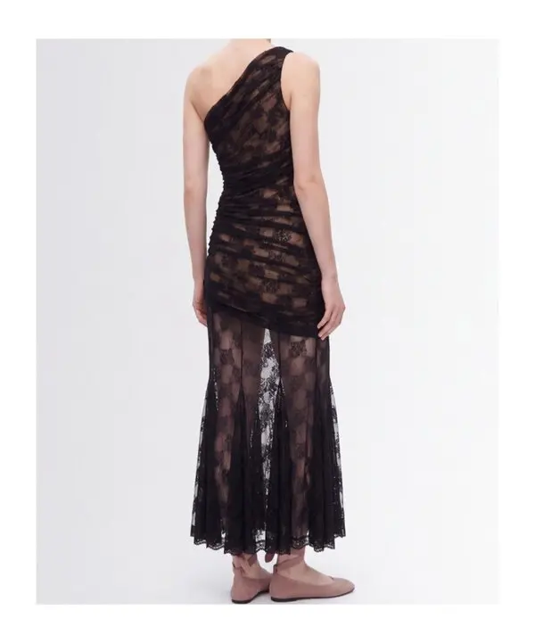 Giuseppe Di Morabito One Shoulder Draped Lace Long Dress