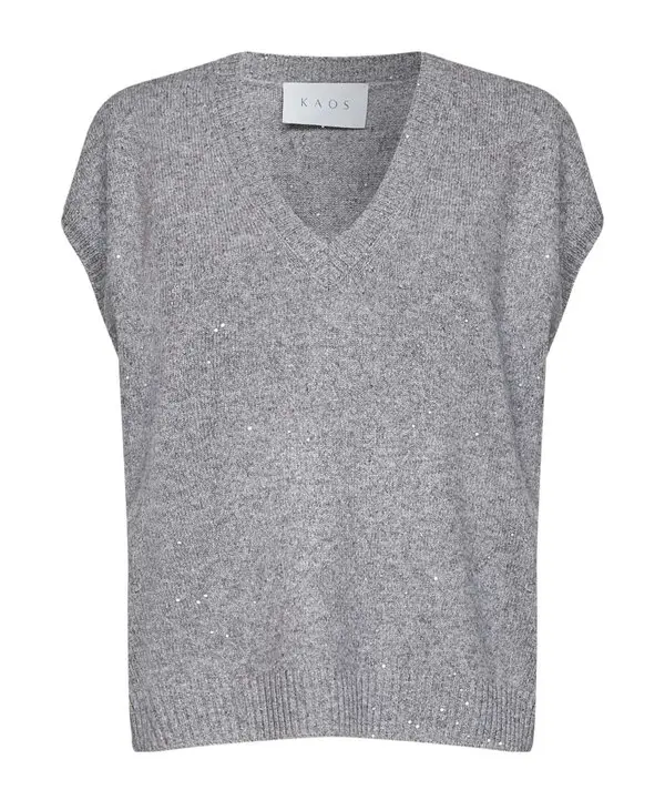 KAOS V-neck Knit Vest - Gray