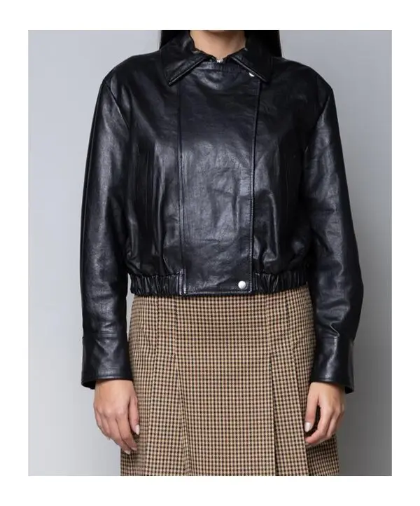 KAOS Long-sleeved Collared Leather Jacket