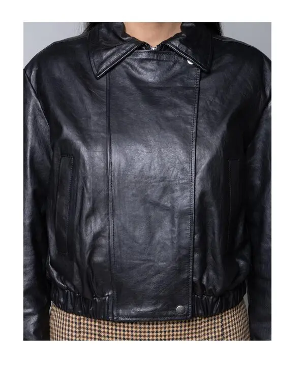 KAOS Long-sleeved Collared Leather Jacket