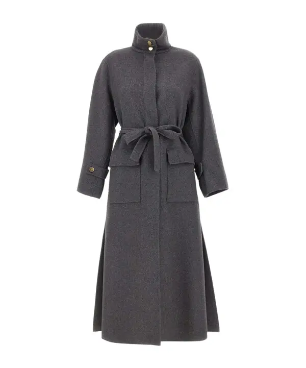 KAOS Belted Longline Coat - Black
