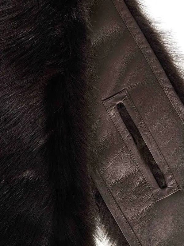 Magda Butrym Faux-fur Panelled Leather Scarf