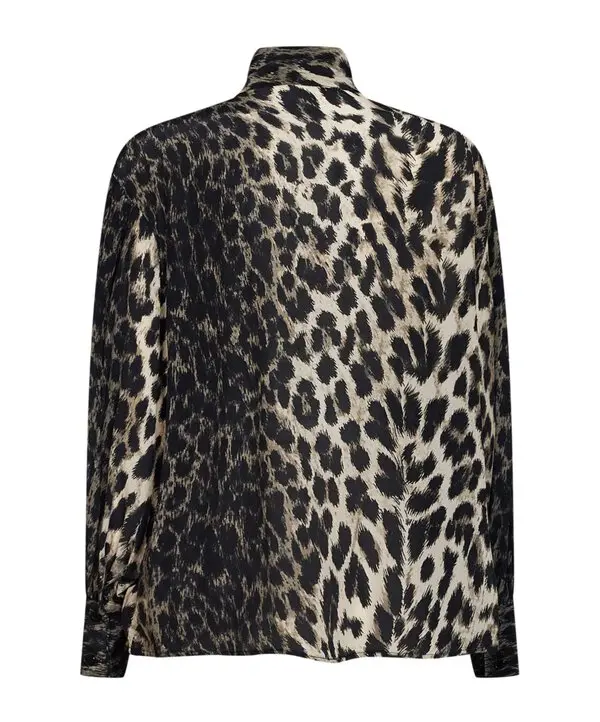 KAOS Animal-print Bow-neck Top