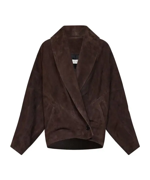 Co Long-sleeved Leather Jacket - Black