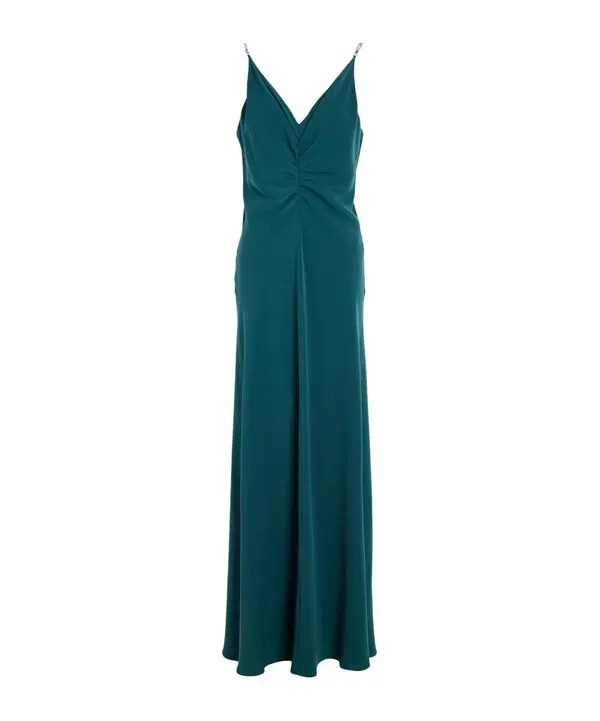 Max Mara Crepe Sleeveless V-neck Dress - Blue