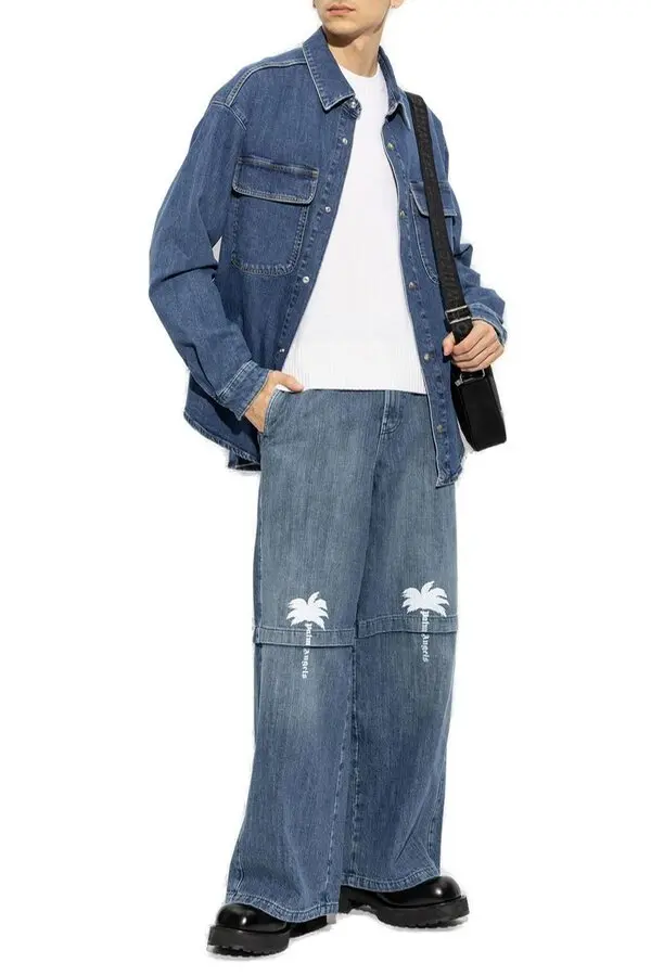 Palm Angels Logo Back Denim Shirt