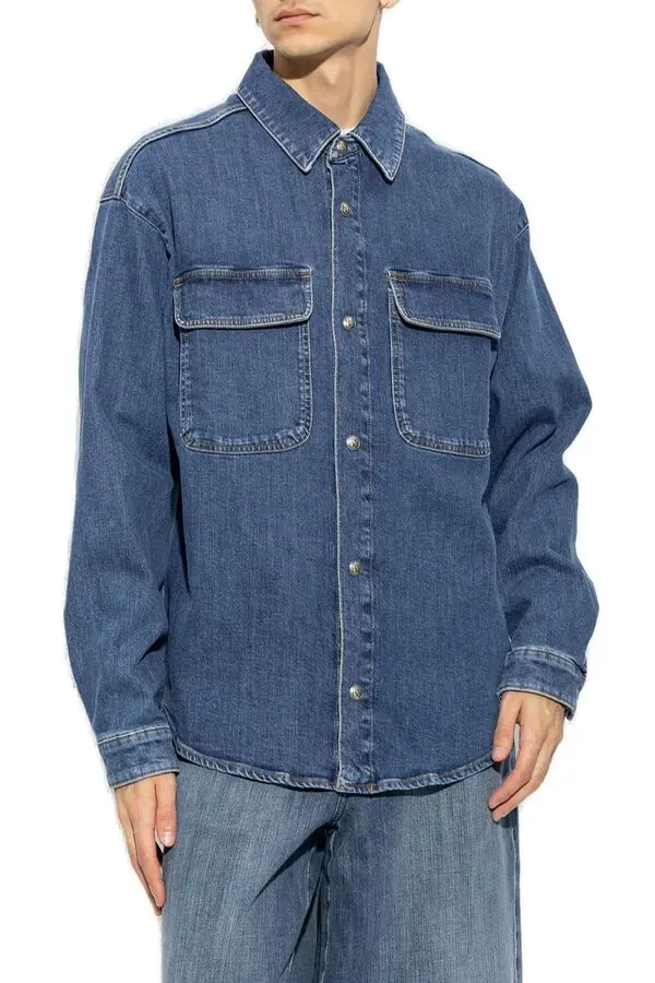 Palm Angels Logo Back Denim Shirt