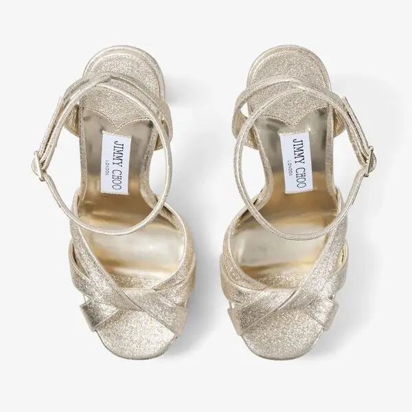 JIMMY CHOO Glitter-finished Platform Sandal