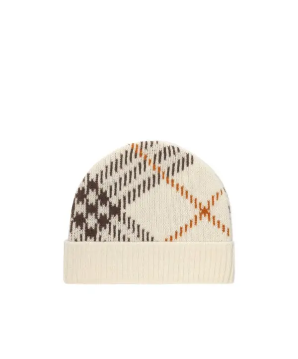 Burberry Check Cashmere Blend Beanie