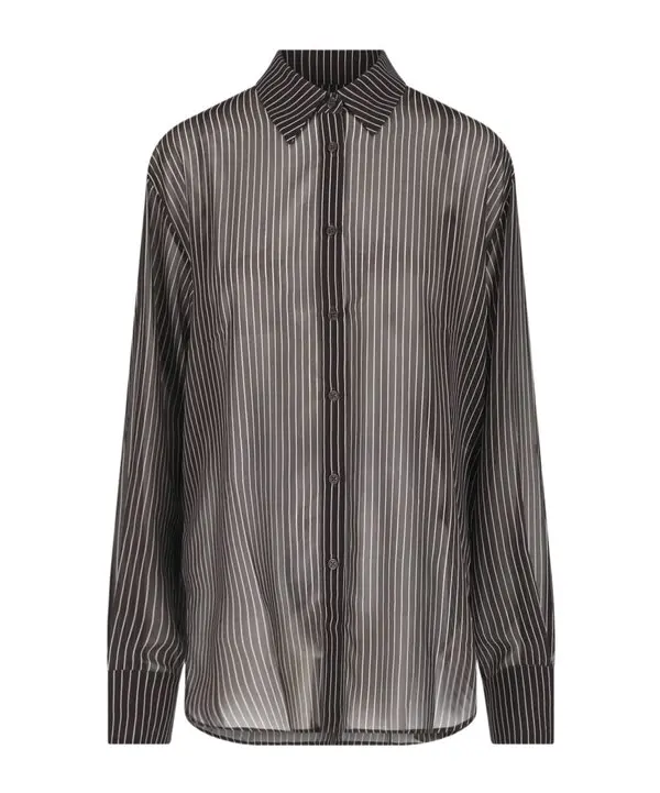 THE FRANKIE SHOP Striped Long-sleeve Shirt - Black