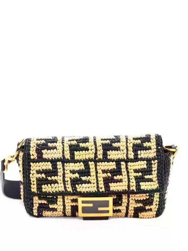 Fendi Baguette Nm Bag Zucca Raffia Small Shoulder Bag