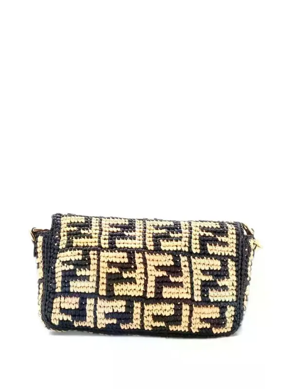 Fendi Baguette Nm Bag Zucca Raffia Small Shoulder Bag