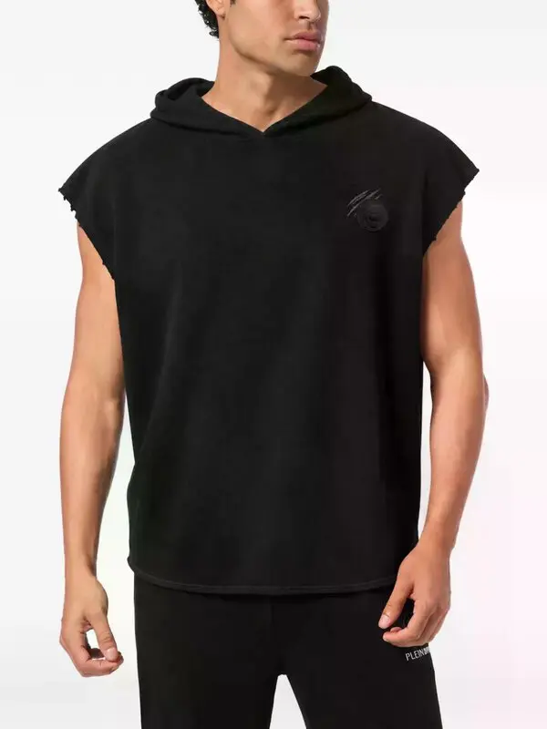 PLEIN SPORT Raw-edge Sleeveless Hoodie
