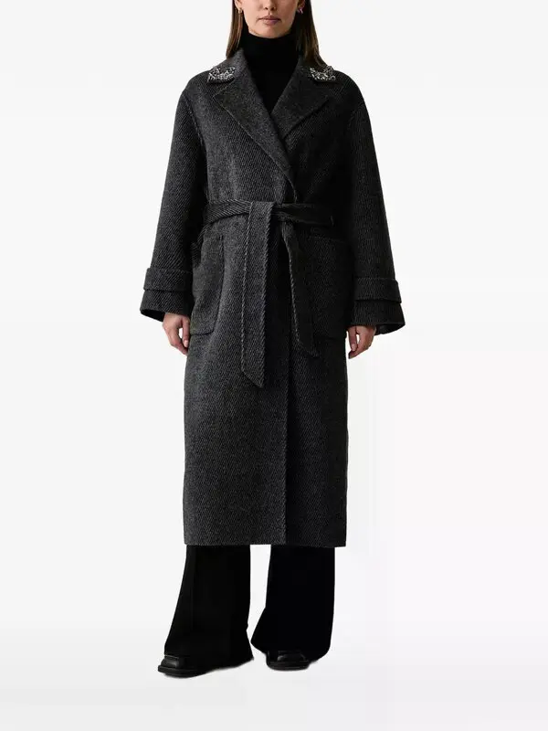 KAOS Embellished Belted Coat - Grey