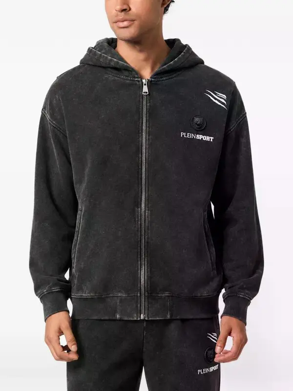 PLEIN SPORT Washed Fleece-effect Hoodie