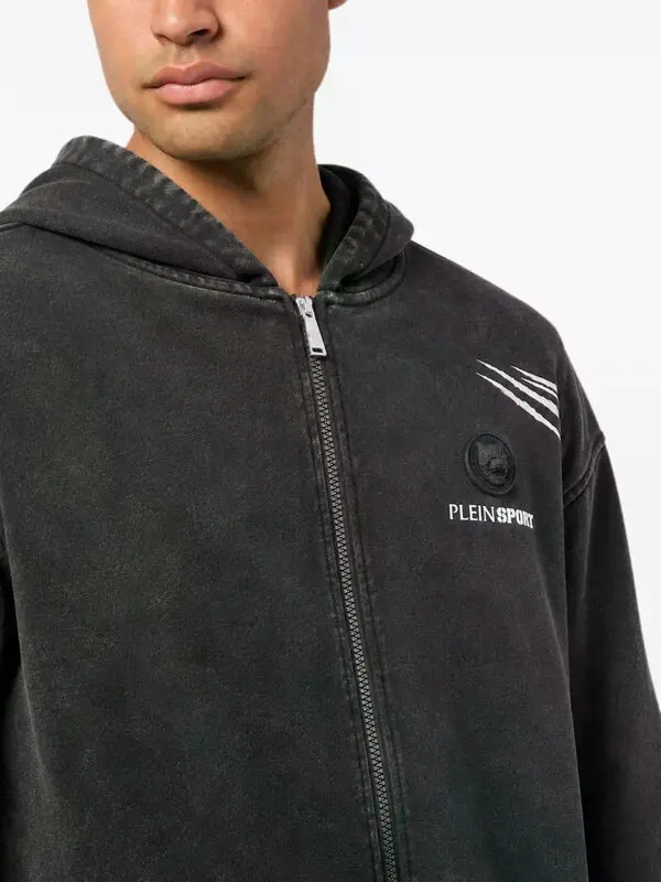 PLEIN SPORT Washed Fleece-effect Hoodie
