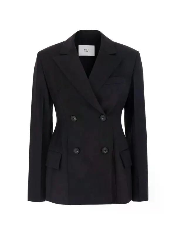 TELA Double-breasted Peaked-lapels Blazer - Black
