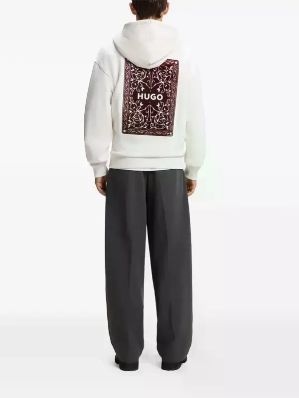 Hugo Graphic-print Cotton Hoodie In A Relaxed Fit