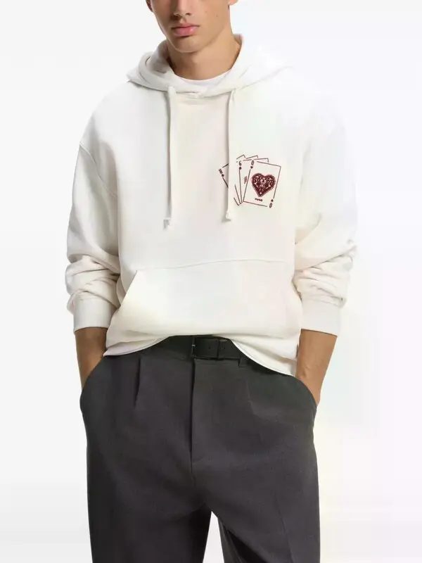 Hugo Graphic-print Cotton Hoodie In A Relaxed Fit
