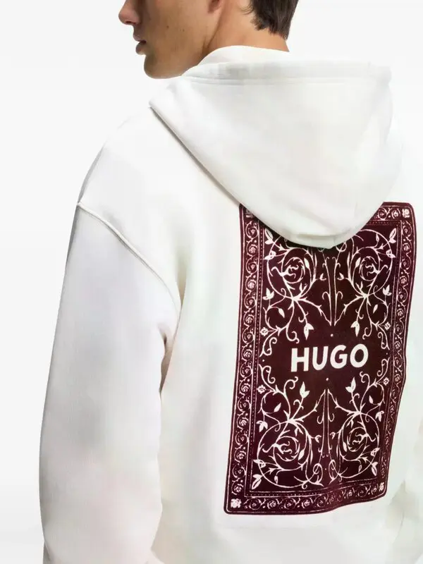 Hugo Graphic-print Cotton Hoodie In A Relaxed Fit