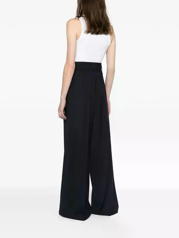 Max Mara High-waisted Woollen Cloth Trousers Navy