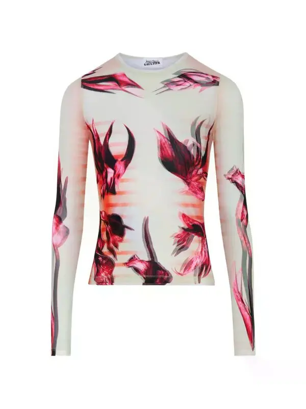 JEAN PAUL GAULTIER Body Flowers Layered-tulle T-shirt