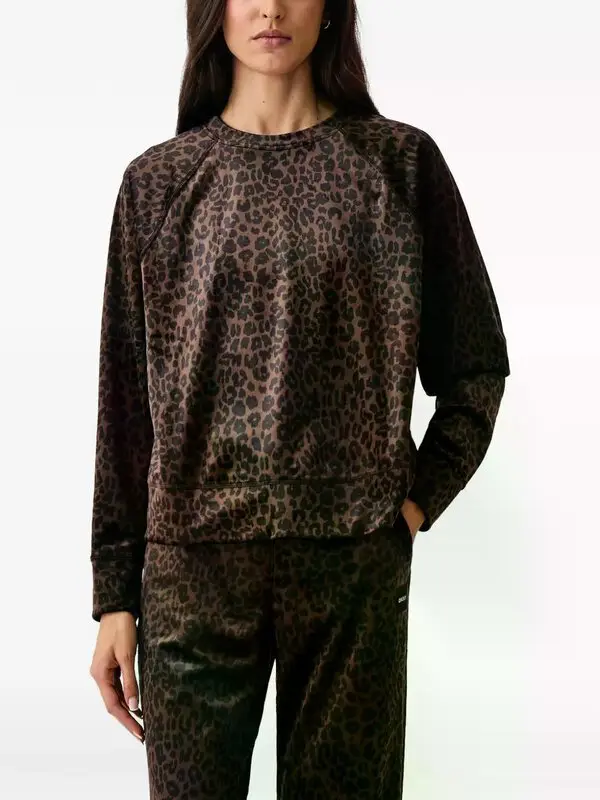 Dkny Leopard-print Raglan-sleeve Sweatshirt - Brown