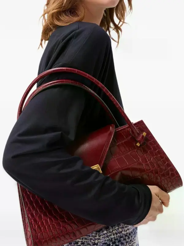 Versace Severine Croc-effect Leather Shoulder Bag - Red