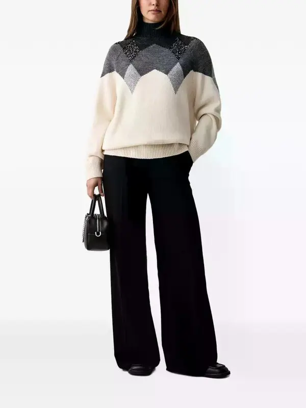 KAOS Argyle Sequin-embellished Sweater