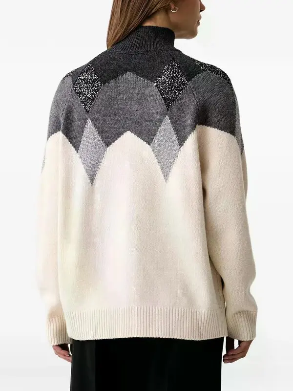 KAOS Argyle Sequin-embellished Sweater