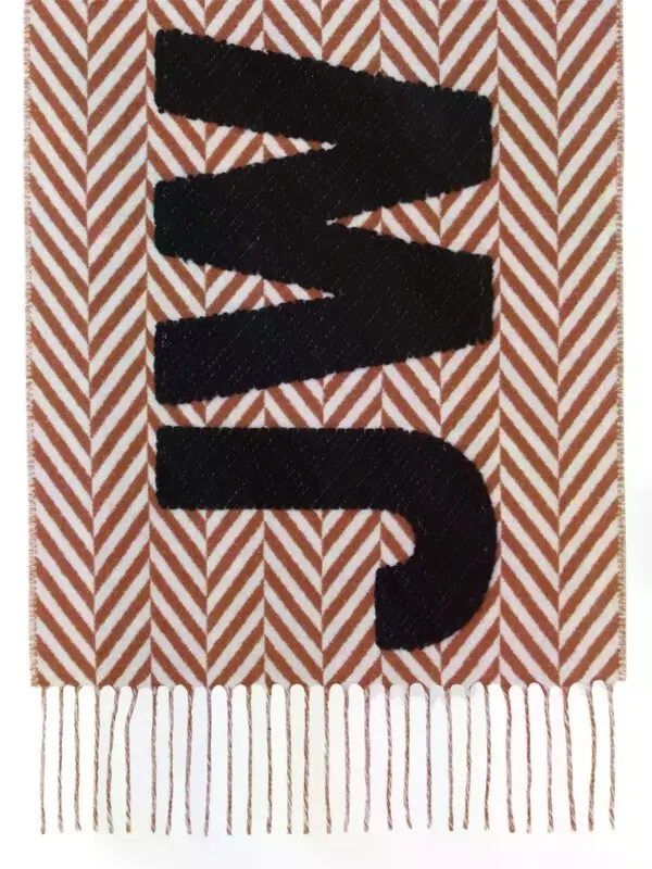 JW Anderson Herringbone Logo-intarsia Scarf - Neutrals