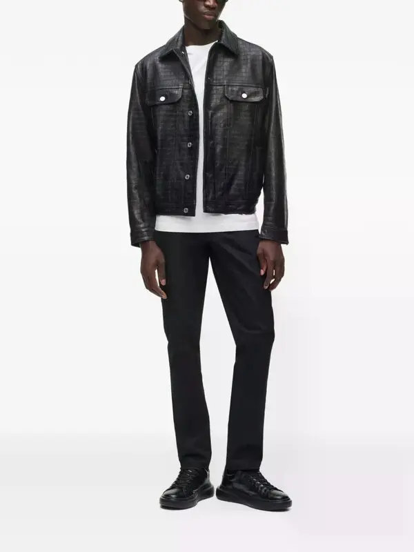 Karl Lagerfeld Leather Croc Trucker Jacket
