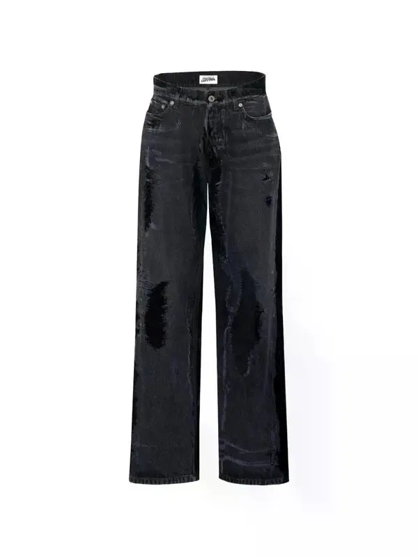 JEAN PAUL GAULTIER Velvet-flocked Straight-leg Jeans