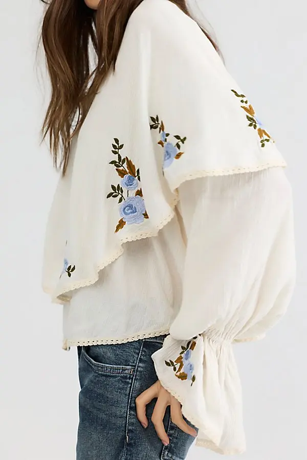 Free People Josephina Blouse - Blue Combo