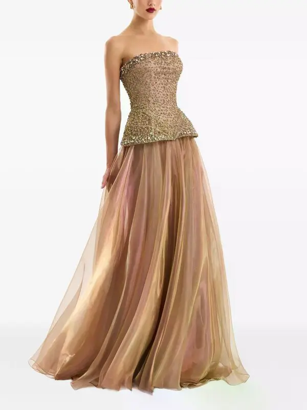 GEMY MAALOUF Beaded Strapless Gown