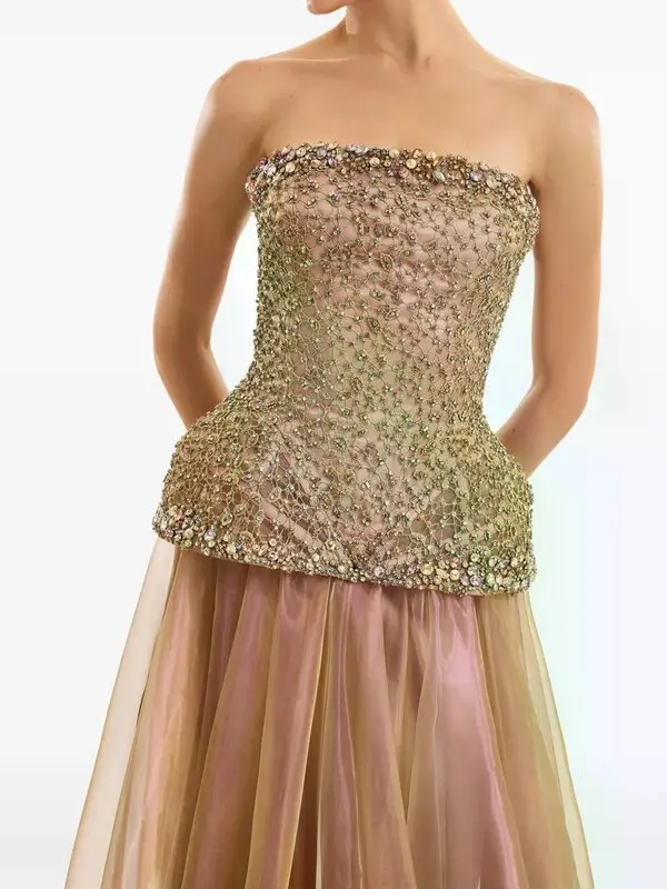 GEMY MAALOUF Beaded Strapless Gown
