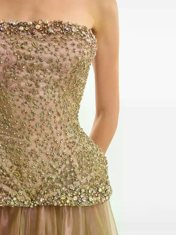 GEMY MAALOUF Beaded Strapless Gown