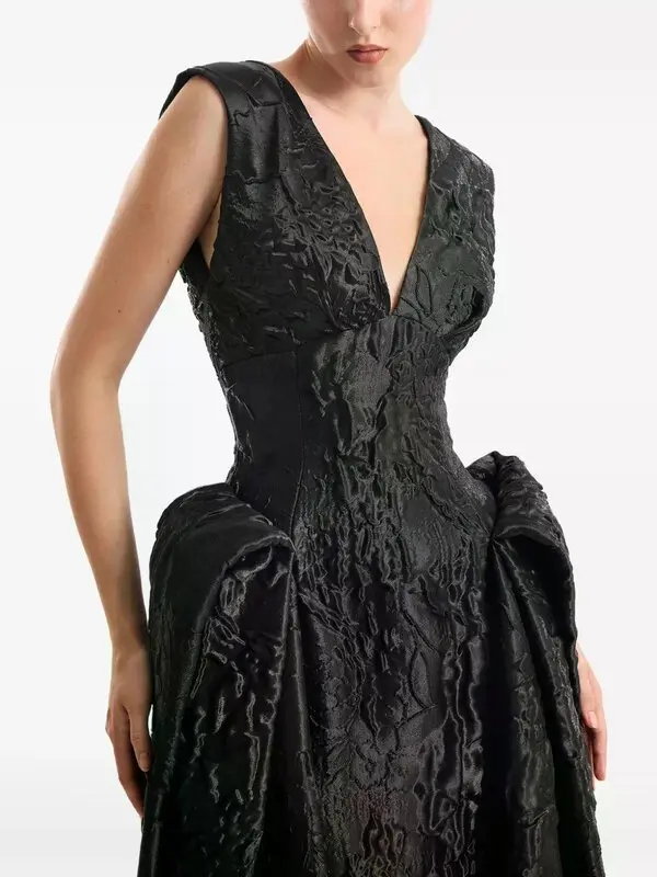GEMY MAALOUF V-neck Jacquard Gown