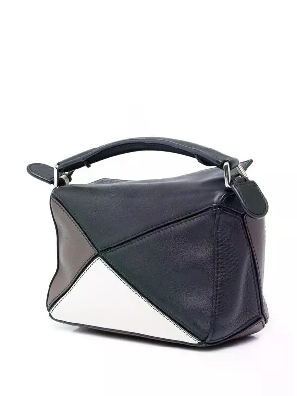 Loewe 2019 Mini Tricolor Calfskin Puzzle Satchel - Black