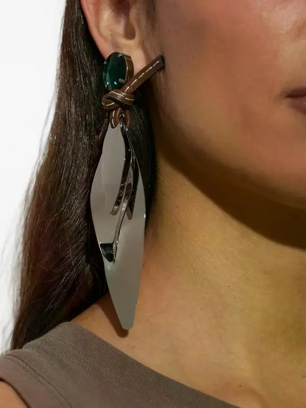 Marni Crystal-embellished Leaf-pendant Earrings