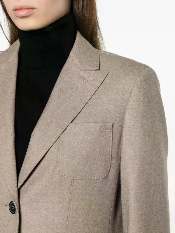 Max Mara Single-breasted Cashmere Foule Blazer Turtledove