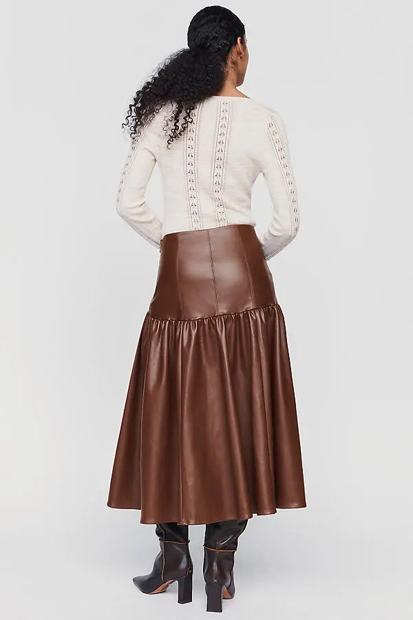 HUTCH Maeden Faux Leather Midi Skirt