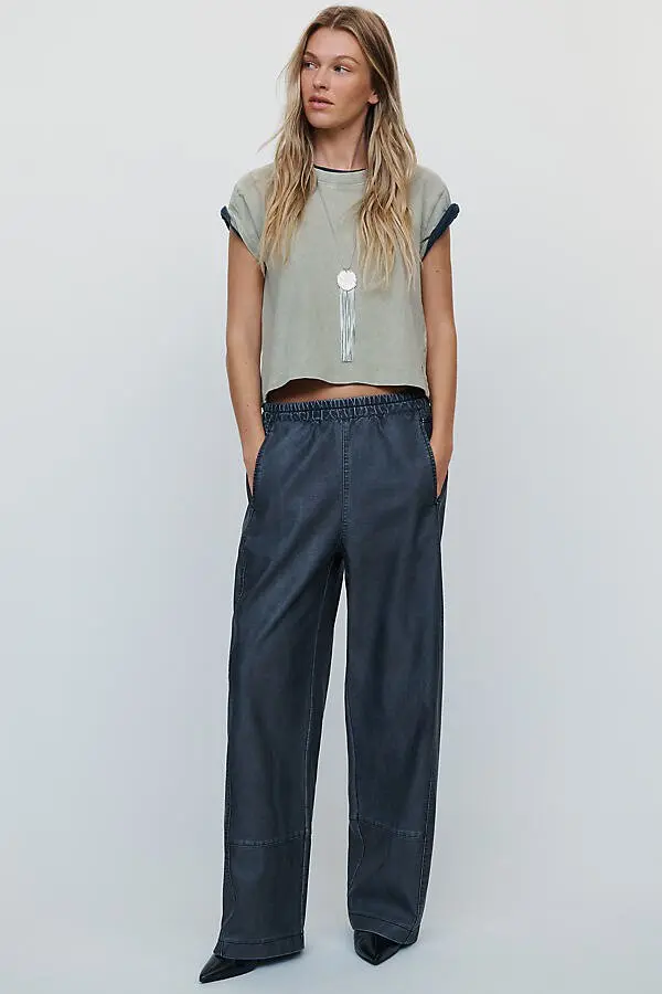 PILCRO Izzie Relaxed Faux Leather Pull On Barrel Pants