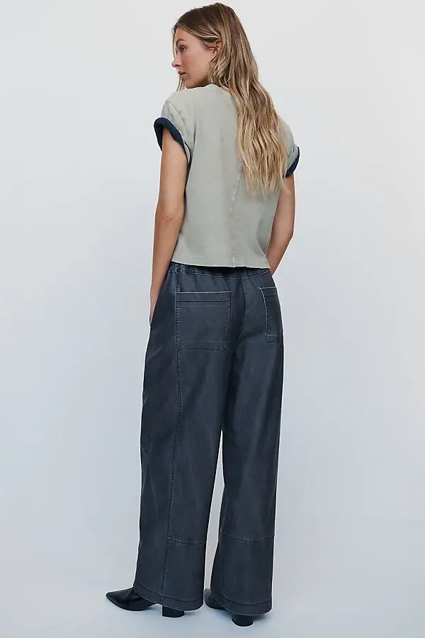 PILCRO Izzie Relaxed Faux Leather Pull On Barrel Pants
