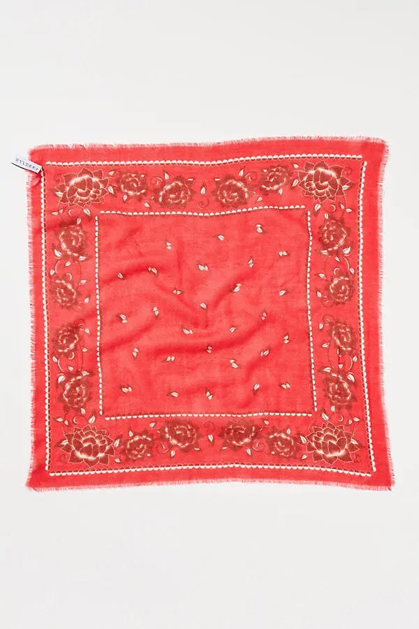 WYETH 100% Cashmere Bandana Scarf - Red