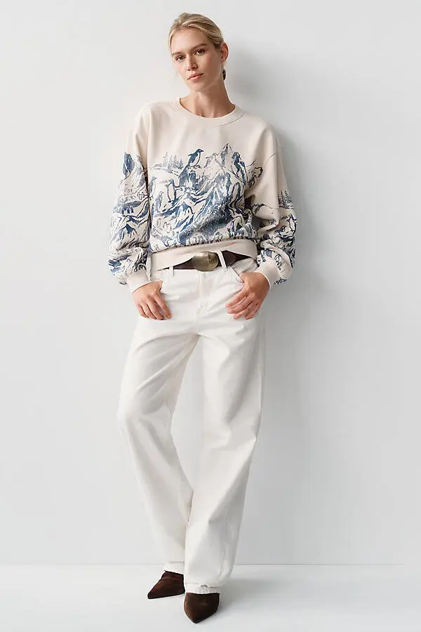 PILCRO Niki 100% Cotton Long Sleeve Bubble Sweatshirt