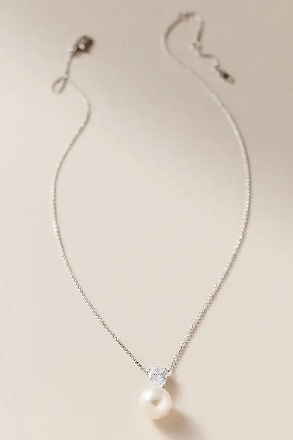Nadri Margot Double Drop Crystal Pearl Pendant Necklace