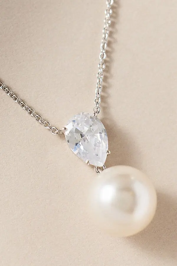 Nadri Margot Double Drop Crystal Pearl Pendant Necklace