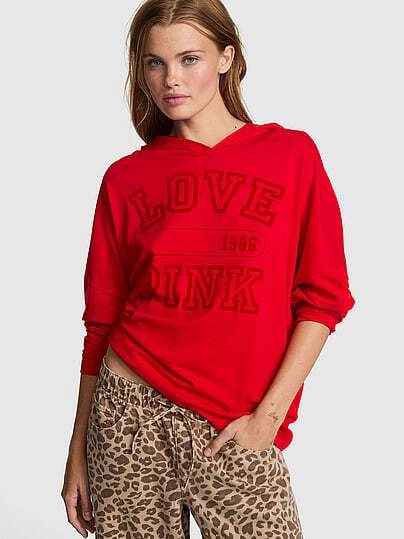 Pink Campus Cotton™ Drop-shoulder Hoodie - Red