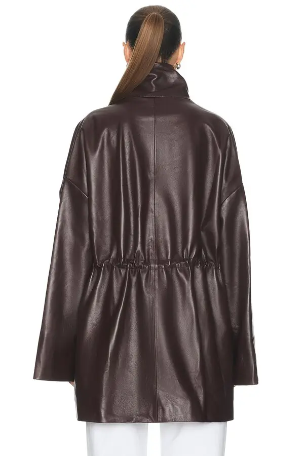 Tove Erna Leather Coat In Burgundy